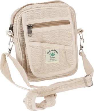 Guru Shop Nat&uuml;rliche Schultertasche aus Hanf, Baumwolle, Boho Ethnotasche, Kameratasche - 1, Unisex - Erwachsene, 20x16x8 cm