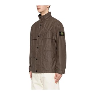 Stone Island Waxed Pigment Cotton Tela Field Jacket - - Jackets - Herren - Braun - XL