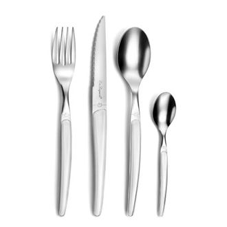 Lou Laguiole Ménagère 24 couverts de table pour 6 personnes - Montana - Acier inoxydable 18/0, Finition Brillante - Blanc