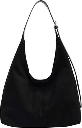Generic Sac &agrave; bandouli&egrave;re 2025 en daim pour femme, sac fourre-tout boh&egrave;me avec poign&eacute;e sur le dessus, sac fourre-tout de voyage, Noir 2, 20*13*7 cm