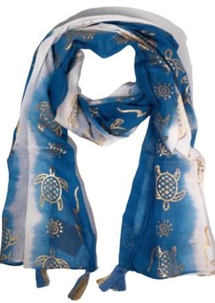 Generico &Eacute;charpe brillante et pleine de vie, avec imprim&eacute; dans des tons chauds et dor&eacute;s - 180 x 50 cm, bleu, 180 X 50 Cent&iacute;metros