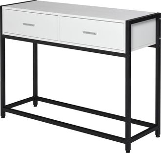 HOMCOM Konsolentisch 120x34x81 cm Eingangshalle Tisch mit 2 Schubladen und verstellbaren F&uuml;&szlig;en Modern Style Flur Tisch f&uuml;r Wohnzimmer Schwarz und Wei&szlig;