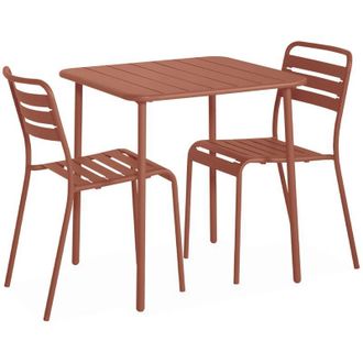 Sweeek Gartentisch mit 2 St&uuml;hlen aus Stahl