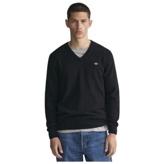 GANT Ultrafeiner Woll-V-Ausschnitt-Pullover - - Sweatshirts & Hoodies - Herren - Schwarzk - S