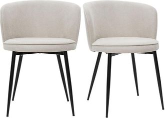 Miliboo Miliboo - Chaises design en tissu effet velours beige et métal noir (lot de 2) serif
