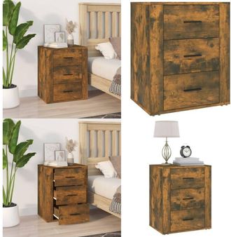 vidaXL Nachttisch Räuchereiche 50x36x60 cm Holzwerkstoff - Nachttisch - Wohnzimmermöbel - Schlafzimmerschreibtisch - Holzmöbel - Holzwerkstoff - Home &