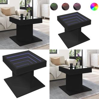 vidaXL LED-Couchtisch Schwarz 50x50x45 cm Holzwerkstoff - Vidaxl
