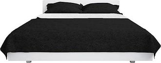 vidaXL Couvre-lit &agrave; Double Face Matelass&eacute; Dessus-de-lit Literie Chambre &agrave; Coucher Maison Int&eacute;rieur Lavable en Machine 170x210 cm Noir et Blanc