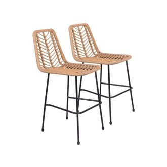 Happy Garden 2er Set Barhocker aus synthetischem Rattan oka