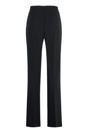 Msgm Womens Cr&ecirc;pe Tailored Trousers Black Elastane Flared