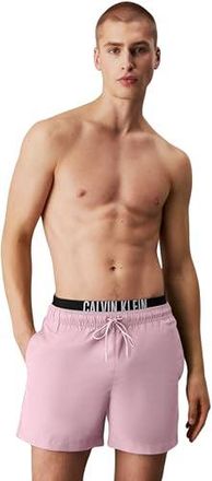 Calvin Klein Short de Bain Homme Medium Double avec Ceinture Embl&eacute;matique, Rose (Sweet Pink), XL