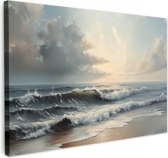MuchoWow © Wandbilder Groß 120x80 cm XXL Wohnzimmer Wanddeko Schlafzimmer Zimmerdeko Wandgemälde Zimmer Deko auf Wand Dekoration Wall Art Strand - Meer - Sonne