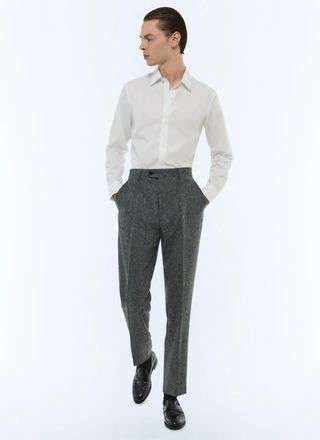 Fursac Pantalon ajust&eacute; en tweed de laine - Taille 36 - Homme