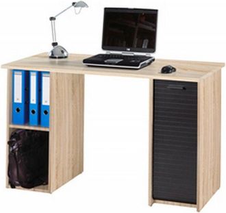 Scout Bureau Chêne et Noir 2 Caissons 4 Niches 130 x 74 x 50 cm