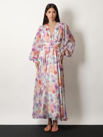 Actualee Womens Long Dress Multicolour Floral Print Polyester