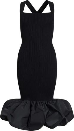 Patou Femme, Robes, Noir, Taille: 36 FR Long Mix Faille Knit Dress