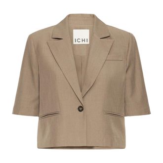Ichi Cropped Blazer Caribou Stil - - Jackets - Damen - Beige - M