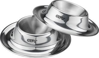 GEFU Eierbecher OVO - 2er-Set Edelstahl Eierhalter | Stapelbar, Sp&uuml;lmaschinengeeignet & Mit L&ouml;ffelablage | Perfekt f&uuml;r Fr&uuml;hst&uuml;ck & Brunch