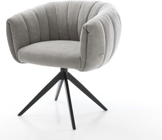 DELIFE Drehstuhl Jada-Flex Strukturstoff Soft Grau Kreuzgestell breit Schwarz 360&deg; drehbar Wippfunktion Taschenfederkern, Esszimmerst&uuml;hle