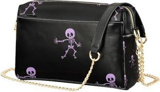 Mnsruu Sacs à bandoulière pour femme, motif squelette violet, sac à main en cuir