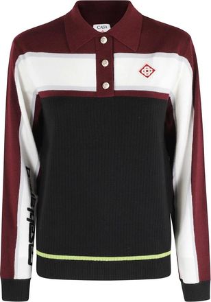 Casablanca Femme, Tops, Multicolore, Taille: 38 FR Polo &agrave; Manches Longues Oversize &agrave; Rayures