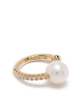Mizuki bijou doreille Sea of Beauty en or 14ct serti de diamants et de perles