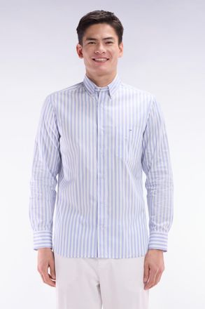 Eden Park Chemise &Agrave; Rayures B&acirc;tons En Coton Gris Clair Coupe Droite
