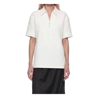 Jil Sander Femme, Blouses et Chemises, Blanc, Taille: 32 FR Polo en jersey de coton m&eacute;lang&eacute;