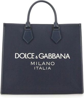 Dolce & Gabbana Mens Large Shopping Bag Blue Polyamide Handbags Hand