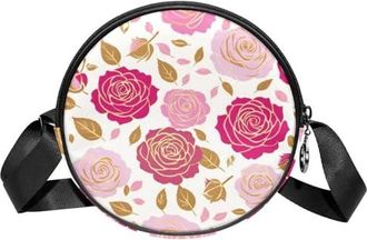 Generic Sac &agrave; bandouli&egrave;re rond pour femme, motif fleurs color&eacute;es, petit sac &agrave; bandouli&egrave;re avec fermeture &eacute;clair, bretelles r&eacute;glables, sac &agrave; main rond d&eacute;contra