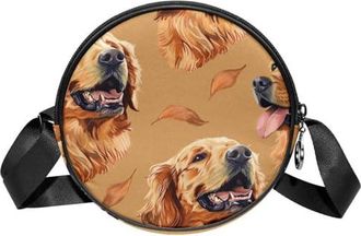 Generic Petit sac &agrave; bandouli&egrave;re Circle pour femme, Golden Retriever, petit sac &agrave; bandouli&egrave;re avec fermeture &eacute;clair, bretelles r&eacute;glables, sac &agrave; main rond d&eacute;con