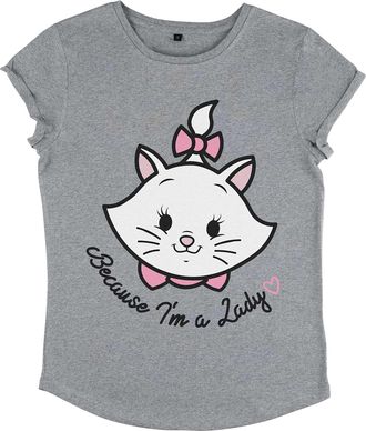Disney Damen The Aristocats Lady Pocket Womens Organic Rolled Sleeve T-shirt T-Shirt, Melange Grey, S
