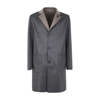 Kired Kired, Homme, Manteaux, Gris, Taille: XL Manteaux Classiques à Boutonnage Simple