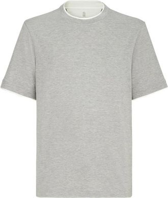 Brunello Cucinelli Silk And Cotton Lightweight Jersey Crew Neck T-shirt With Faux-layering