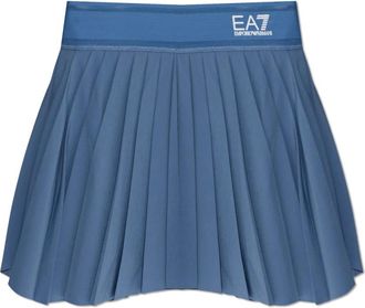 Emporio Armani Emporio Armani Ea7, Femme, Jupes, Bleu, Taille: 42 FR Pleated Skirt With Logo