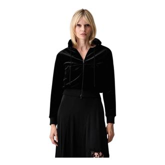 VETEMENTS Samt Rei&szlig;verschluss-Hoodie - - Sweatshirts & Hoodies - Damen - Schwarzk - S
