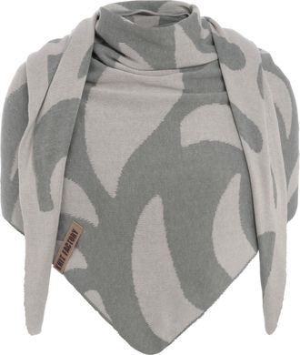 Knit Factory Leaf Dreieckstuch - Sommerschal - Fein Gestrickter Damen Schal - Umschlagt&uuml;cher f&uuml;r den Fr&uuml;hling und Sommer - Blattmuster - Bright Grey/Grau - 200x70 