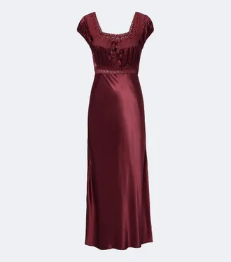 Rixo Midikleid Maeva aus Satin mit Spitze