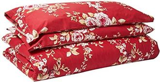 Catherine Lansfield Canterbury Check Bettwäsche-Set, Baumwolle, rot, 240x260x1 cm