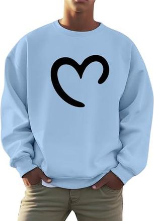 Generic 2026 Sweat-shirt d&eacute;contract&eacute; &agrave; col rond pour homme et femme Motif lettres imprim&eacute;es, bleu ciel, 3XL