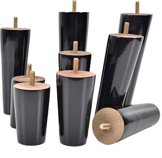 Generic 4 STK Gerade/Schr&auml;ge Kegel Sofabeine Im Mid-Century-Stil Aus Holz F&uuml;r DIY-M&ouml;belf&uuml;&szlig;e, Ersatzbeine F&uuml;r Architekturm&ouml;bel(Black-b,70cm/27.5in)