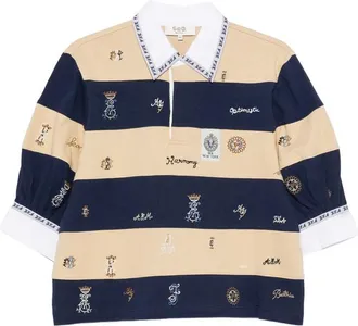 Sea New York Juliet Embroidered Striped Polo Shirt