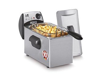 Fritel Friteuse FR 1355 - Friteuse/Bouilloire &agrave; friteuse - 3 L - 2200 W - Enti&egrave;rement en inox - Couvercle anti-poussi&egrave;re - 2 &agrave; 4 personnes - Huile uniquement