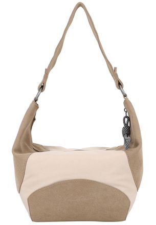 Fritzi Aus Preu&szlig;en Fritzi Gimmy Sky Mix Brown Muse Hobo Handtasche Damen Materialmix Nylon Vegan Beuteltasche Einkaufstasche mit Rei&szlig;verschluss verstellbarem Gurt 38 x 3
