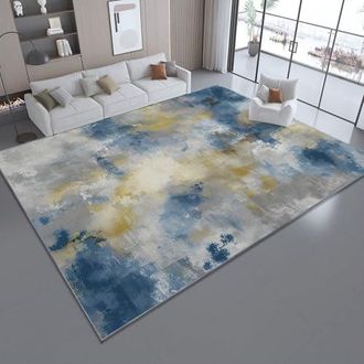 Generic Tapis de lenfant Abstrait R&eacute;tro Tie-Dye Tapis rectangulaire, 120 x 170 cm Moquette de Chambre &agrave; Poils Ras, Gris-Bleu &Eacute;cologique Paillasson Int&eacute;rieur -