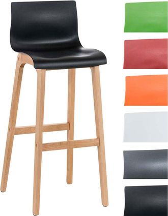 Clp Design Barhocker Hover Mit Lehne Und Kunststoffsitz I Barstuhl Mit Holzgestell und Fußstütze I Sitzhöhe: 77 cm, Farbe:schwarz