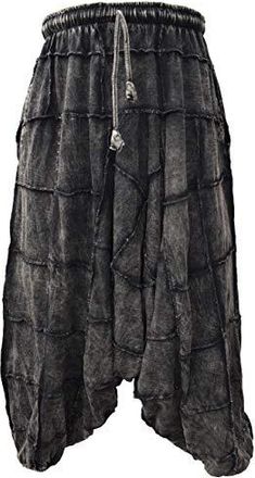 Gheri Hommes Poids L&eacute;ger Coton Drop Crotch Ninja Aladin G&eacute;nie Noir Travail de Patch Harem Un Pantalon Trousers A LXL