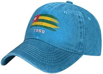 Generic Casquette Trucker Drapeau du Togo, Denim Togolais Vintage Sun Protection Casquettes R&eacute;glable Sunhat pour Soir&eacute;es Jogging Voyage