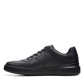 Clarks Herren Courtlite Tie Sneaker, Black Leather, 41.5 EU
