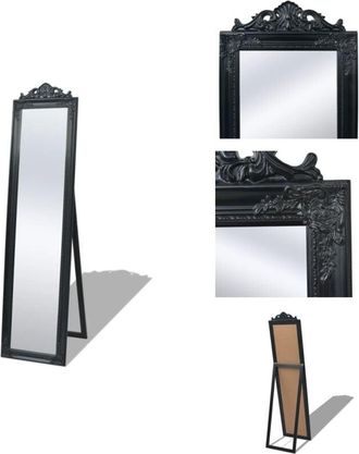 vidaXL Vidaxl - Standspiegel im Barock-Stil 160x40 cm Schwarz - Standspiegel - Barockstil - Wandspiegel - Dekorationsartikel - Wohnzimmerdeko
